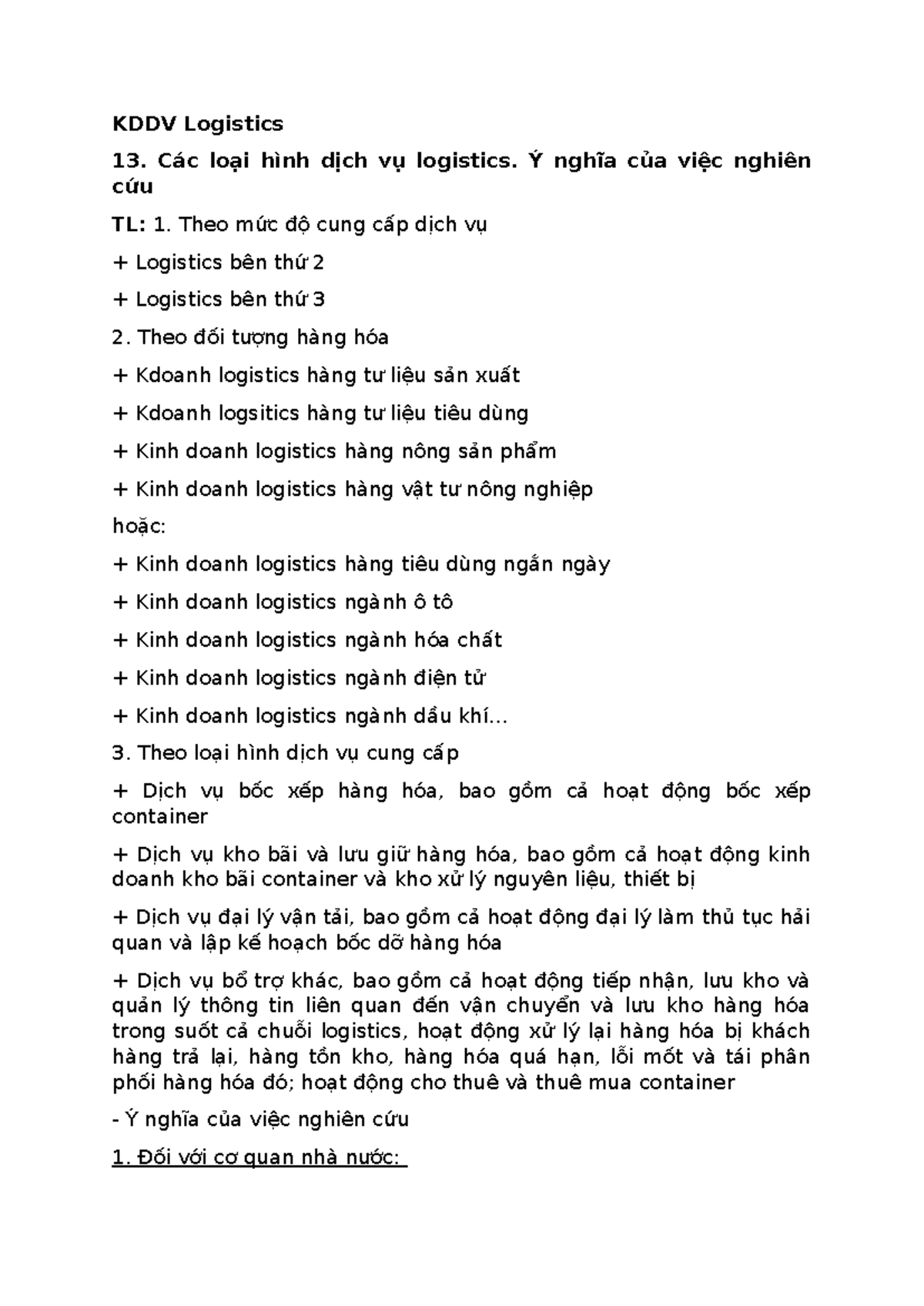 C1314-KDDV-logistics - KDDV Logistics 13. Các loại hình dịch vụ ...