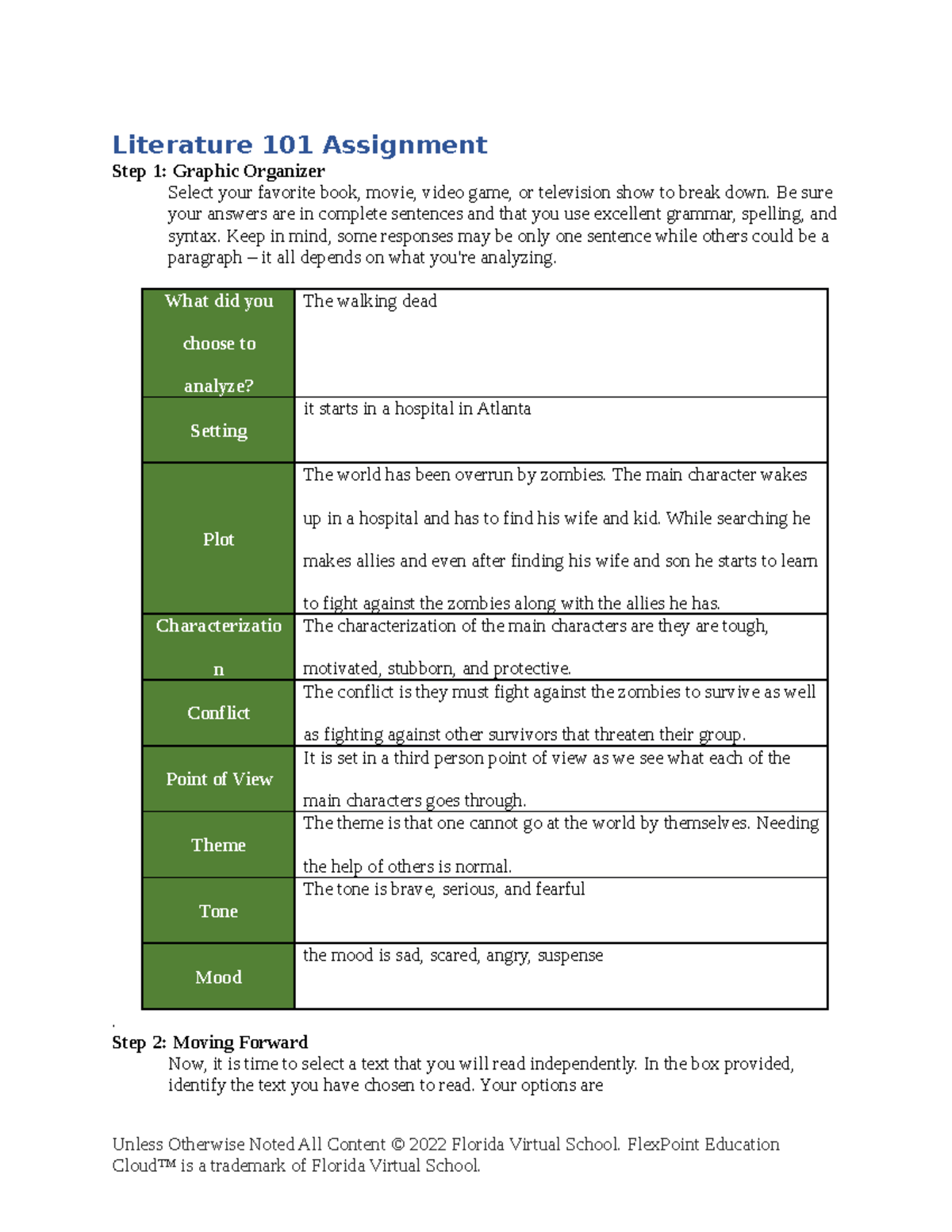 Copy of 201 - english - Literature 101 Assignment Step 1: Graphic ...