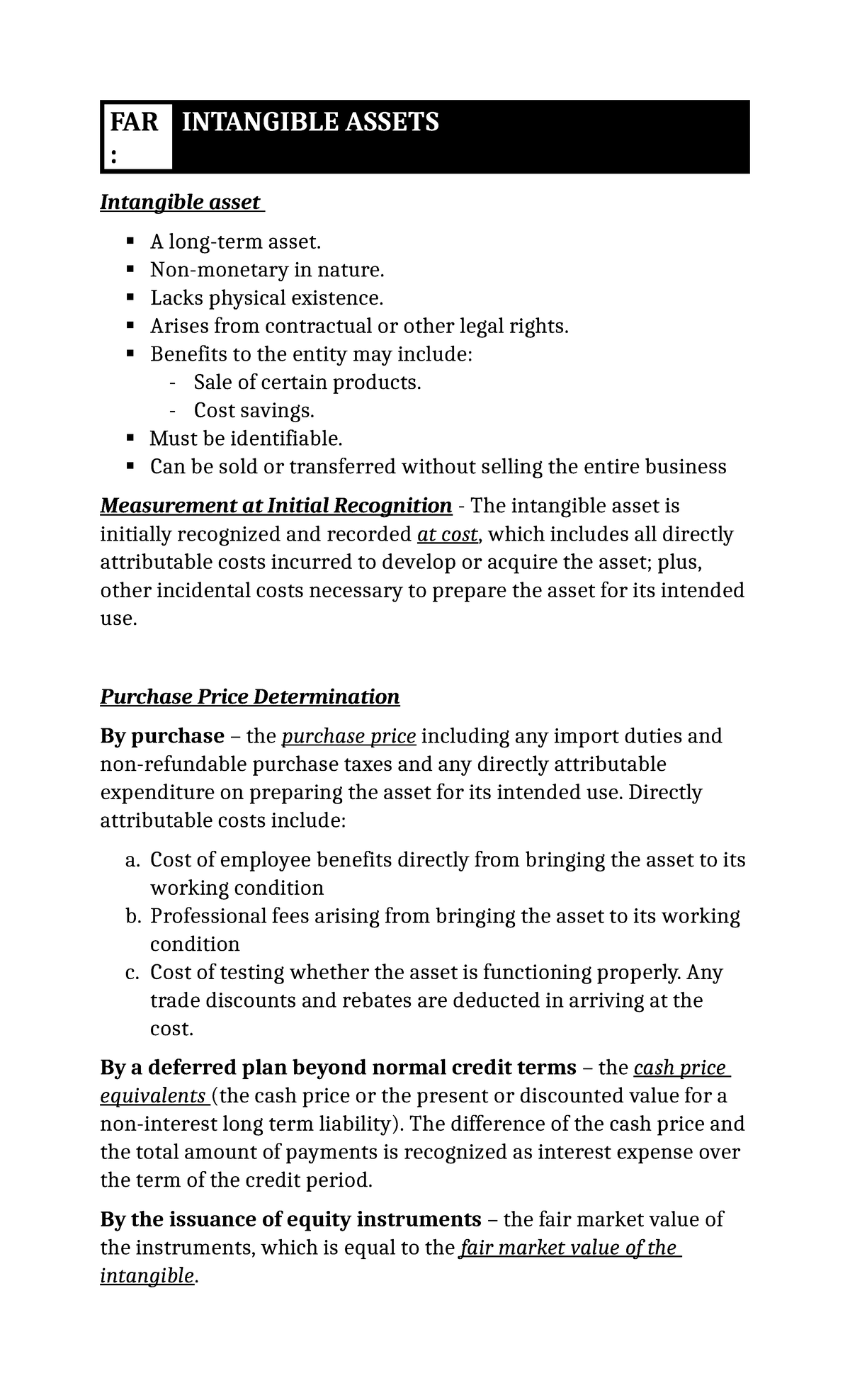Intangible Assets - FAR : INTANGIBLE ASSETS Intangible asset A long ...