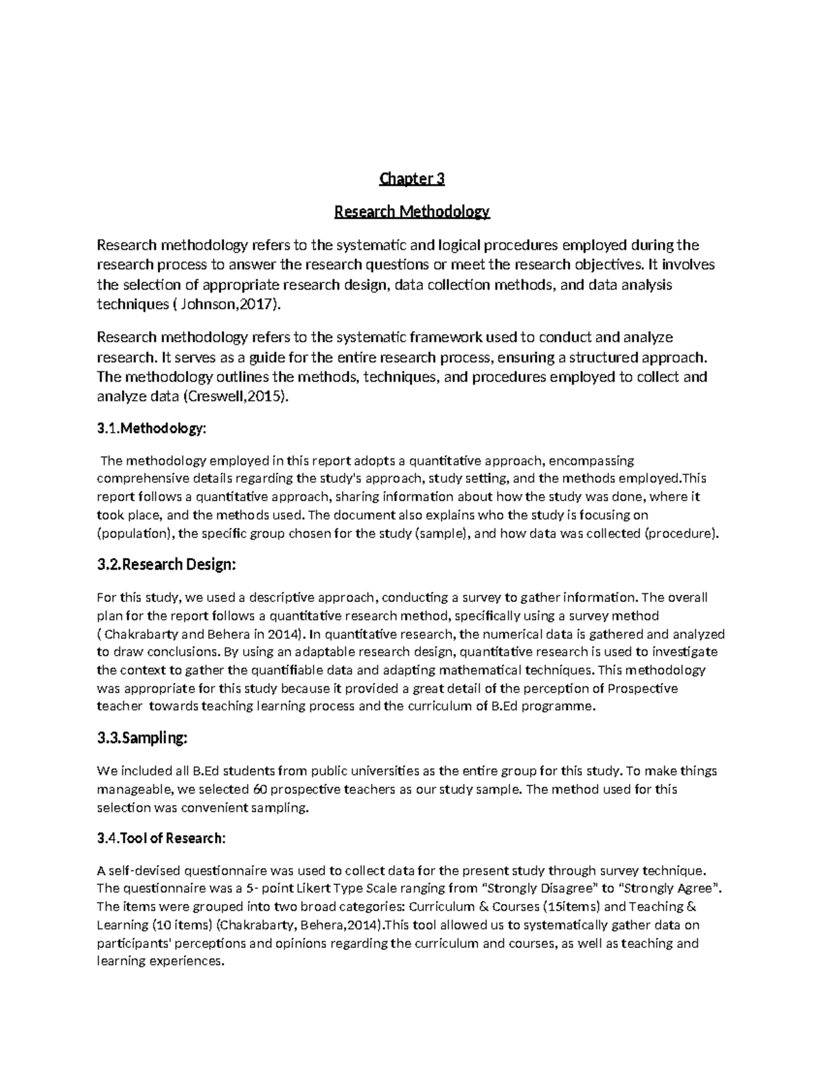 Chapter 3 - student of b.ed honors - Chapter 3 Research Methodology ...