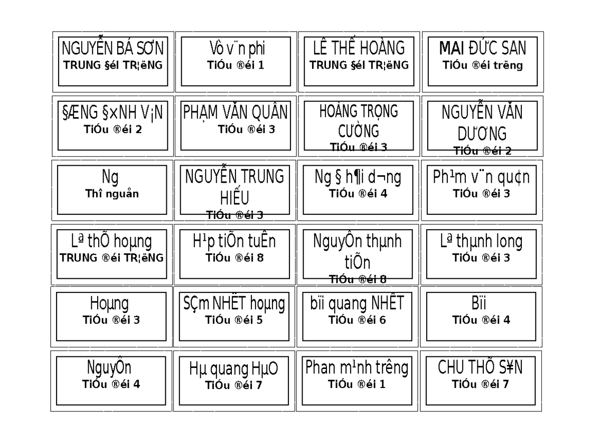 alooooooooooooooo - NGUYỄN BÁ SƠN TRUNG §éI TR¦ëNG §ÆNG §×NH V¡N TiÓu ®éi 2 Vò v ̈n phi TiÓu ®éi ...