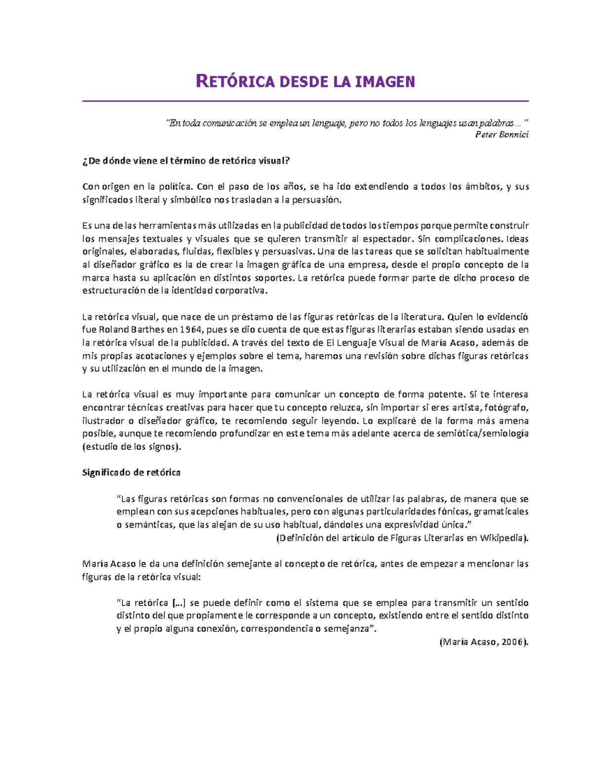 Retórica visual - RETÓRICA DESDE LA IMAGEN “En toda comunicación se ...