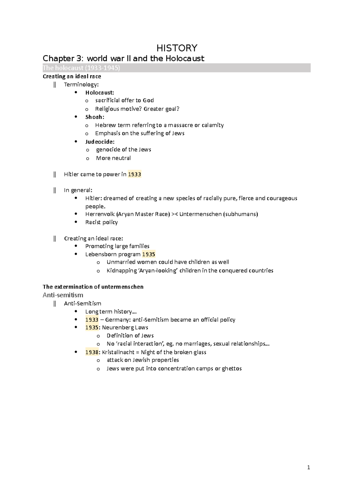 Geschiedenis - HISTORY Chapter 3: world war ll and the Holocaust The ...