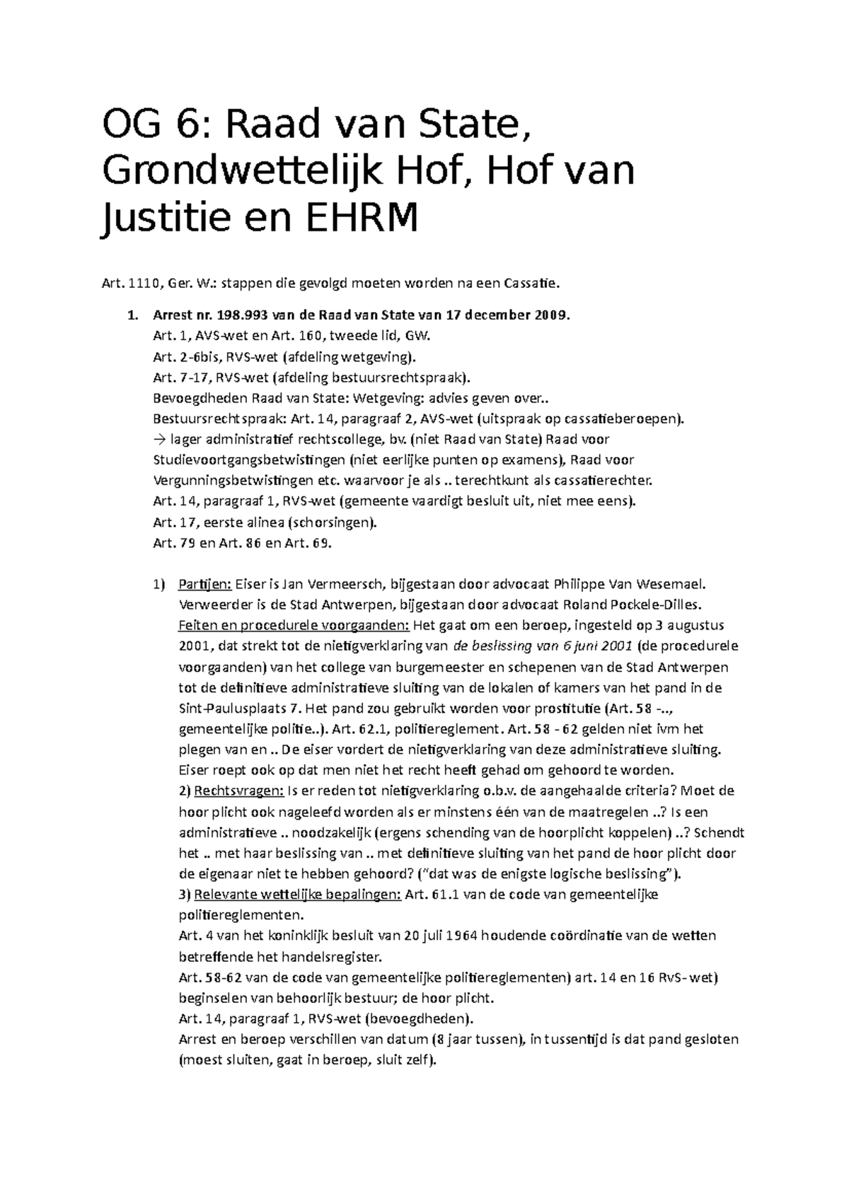 OG 6: Raad van State, Grondwettelijk Hof, Hof van Justitie en EHRM ...