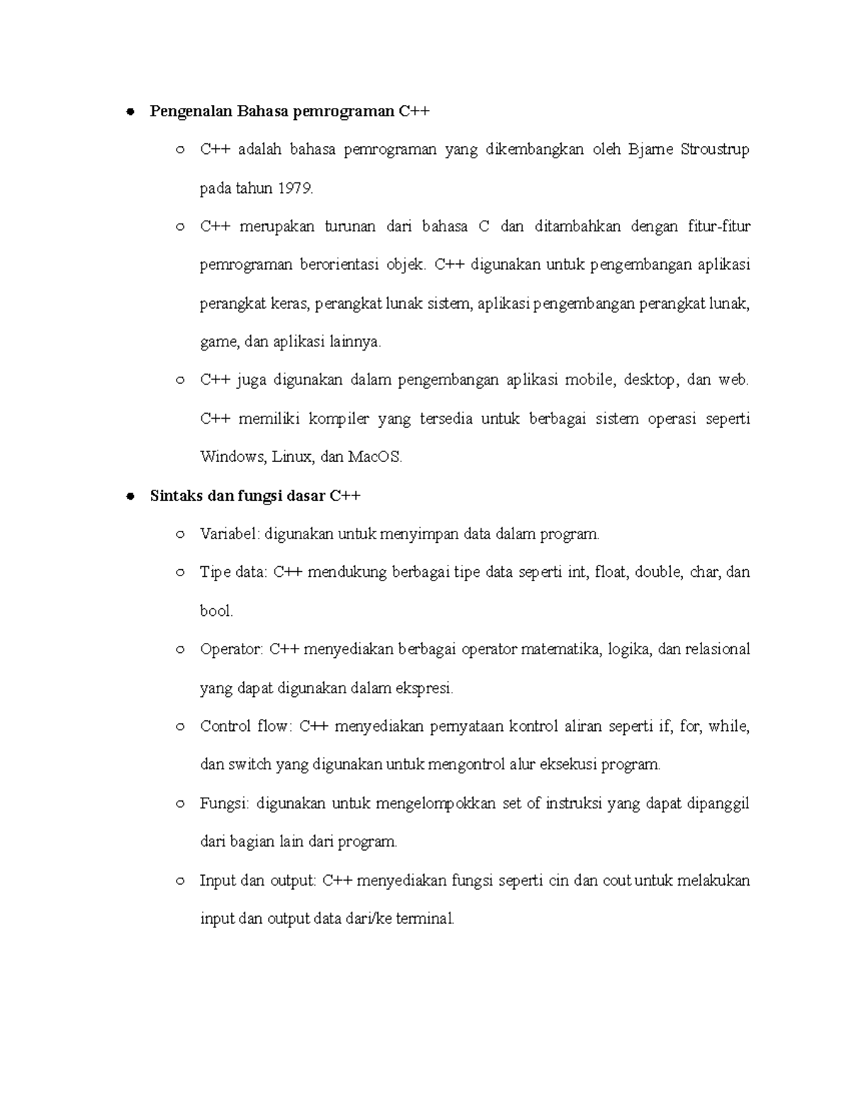 Pengenalan Bahasa pemrograman C++ - C++ merupakan turunan dari bahasa C ...