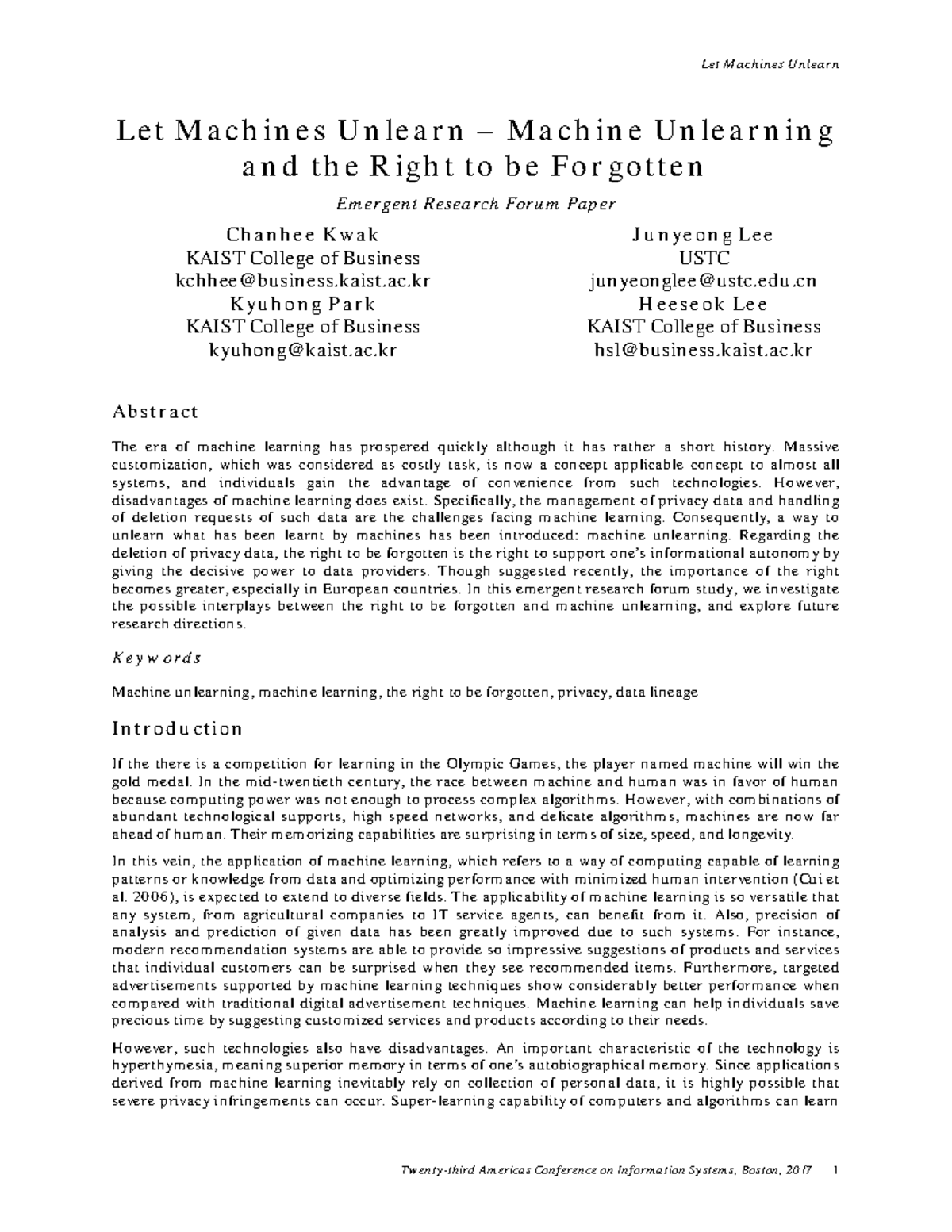 2017 Let Machines Unlearn Machine Unlearning the right to be forgotten - Let Machines Unlearn ...