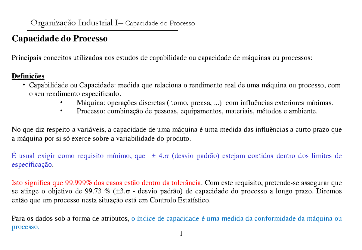 7ESIN Capacidade - BOM - Capacidade do Processo Principais conceitos utilizados nos estudos de ...