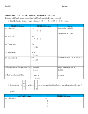 Act-5 - n/a - NAME : _______________________ SECTION:____________ MATLAB ACTIVITY 5 Linear - Studocu