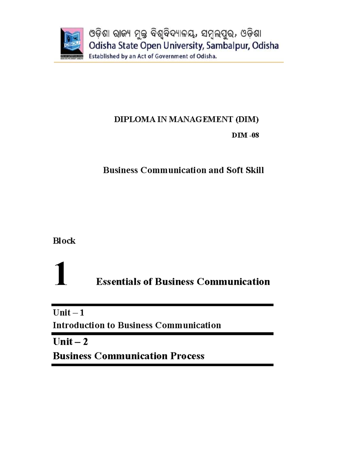 DIM 08 Block 1 - business communication skills - DIPLOMA IN MANAGEMENT ...