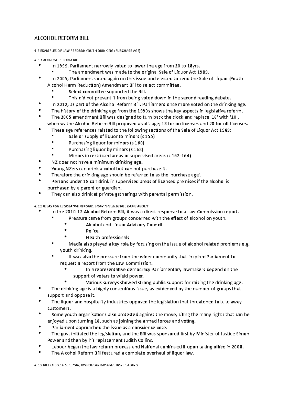 Law Reform Reading Notes - Alcohol Reform Bill & Same Sex Marriage ...