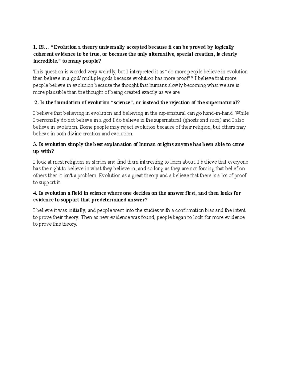 Evolutionary Theory Questions Anth 105 copy - SOCA 105 - WVU - Studocu