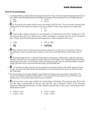 00.3 SAT math Geometry practice - Math Worksheet 1 Geometry 1 A summer ...