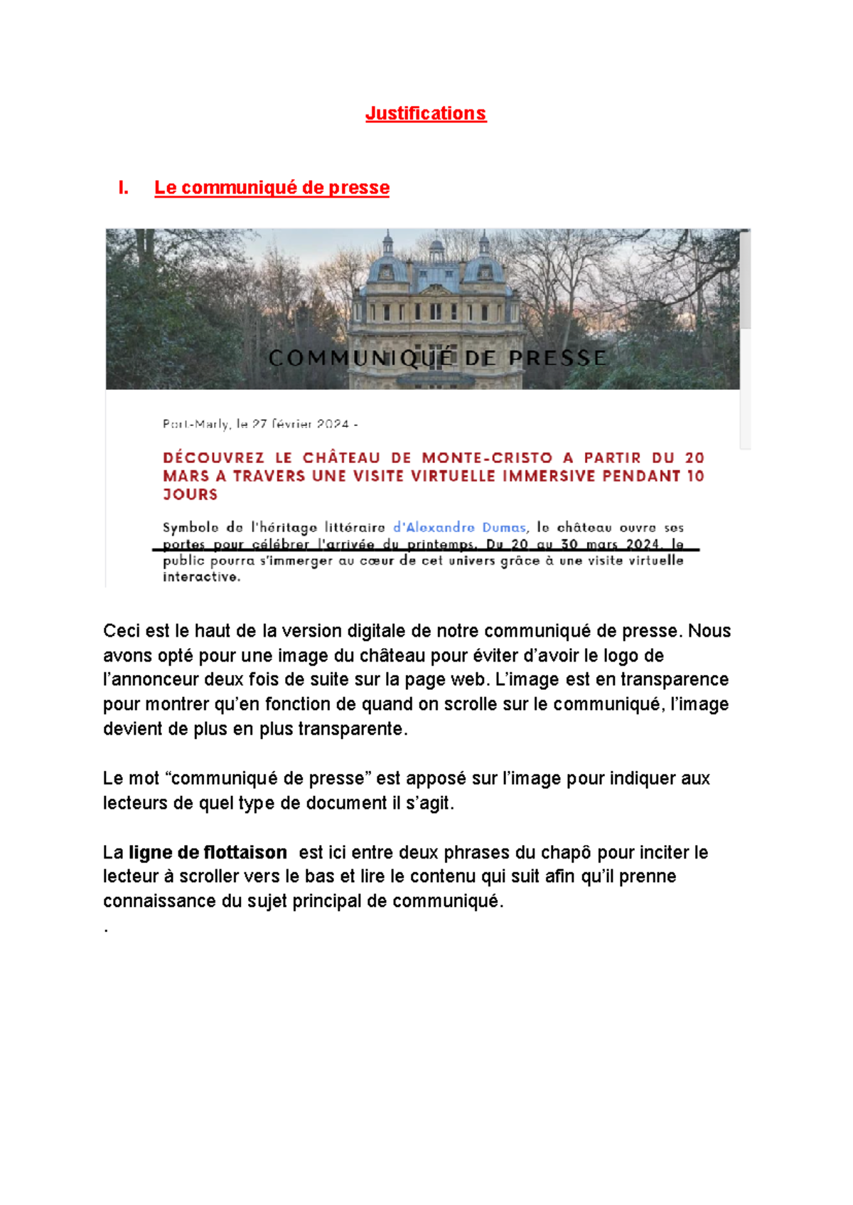 exemple de communiqué de presse - Justifications I. Le communiqué de ...