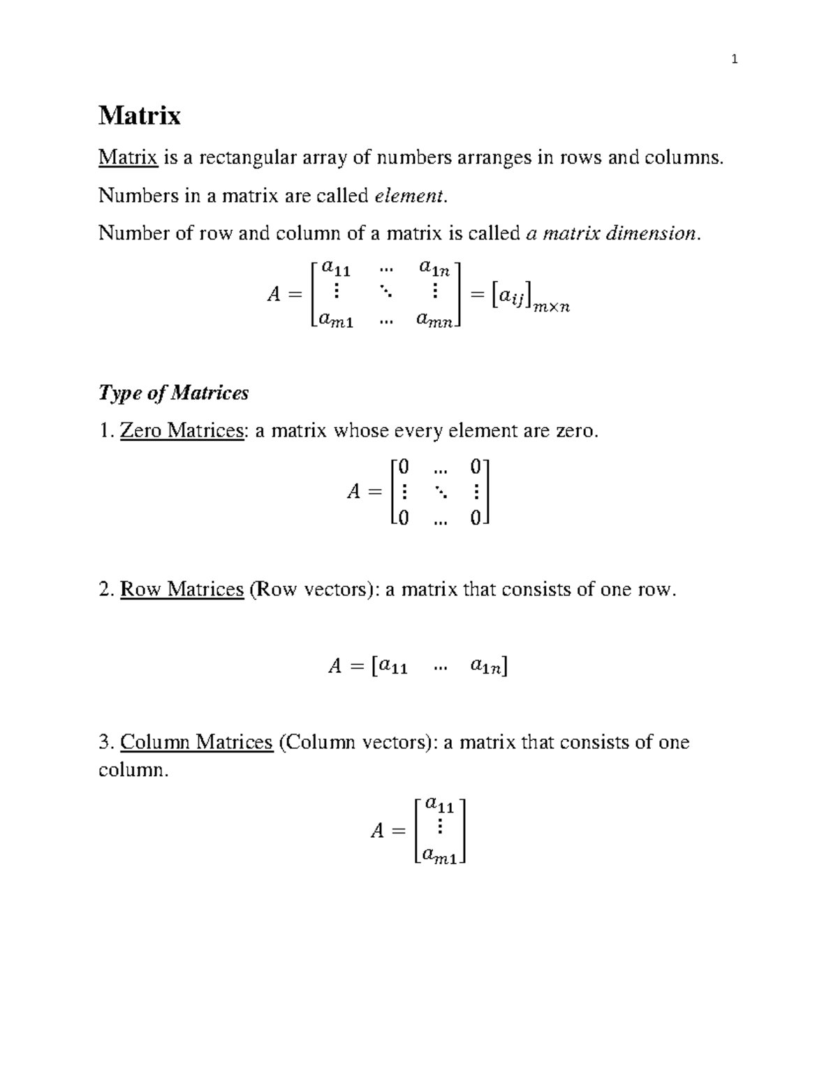 1 Matrix Operation - Warning: TT: undefined function: 32 Matrix Matrix ...
