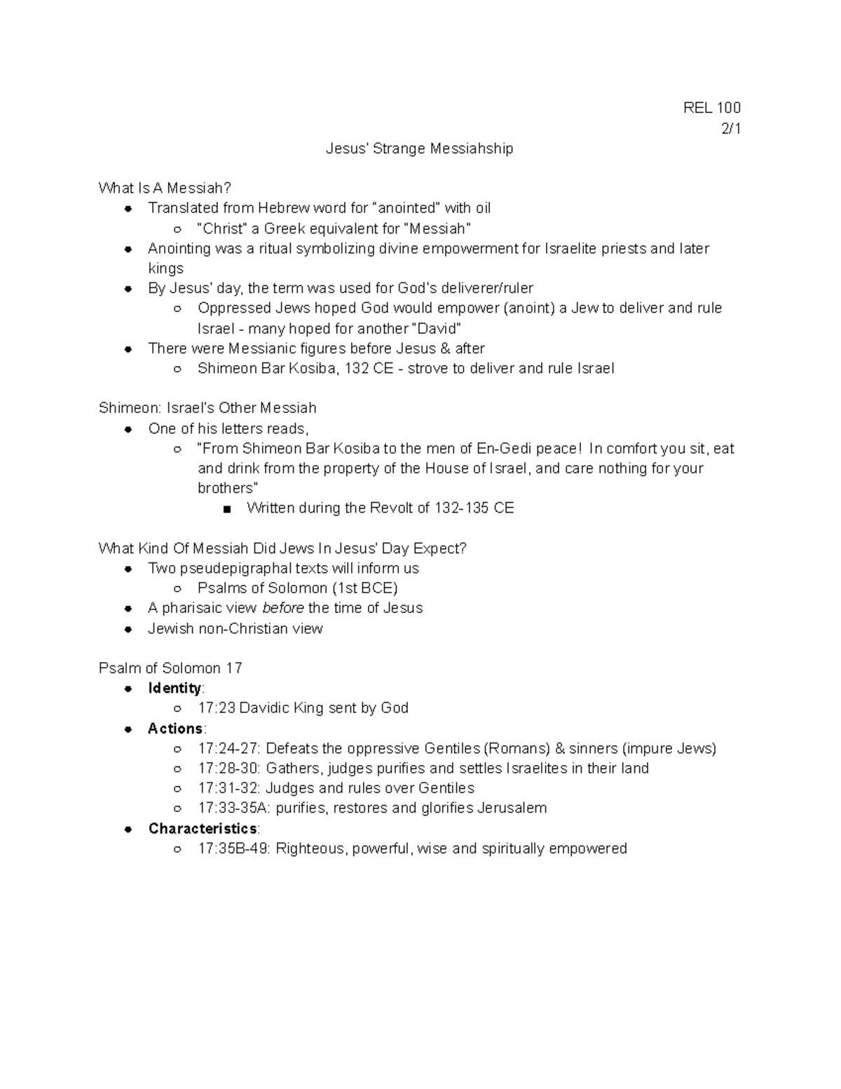 Jesus' Strange Messiah - REL 100 - REL 100 2/ Jesus’ Strange ...