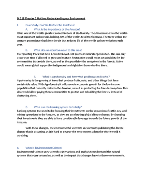 BI 118 - Chapter 2 Outline - Bi 118 Chapter 2: Environmental Systems ...