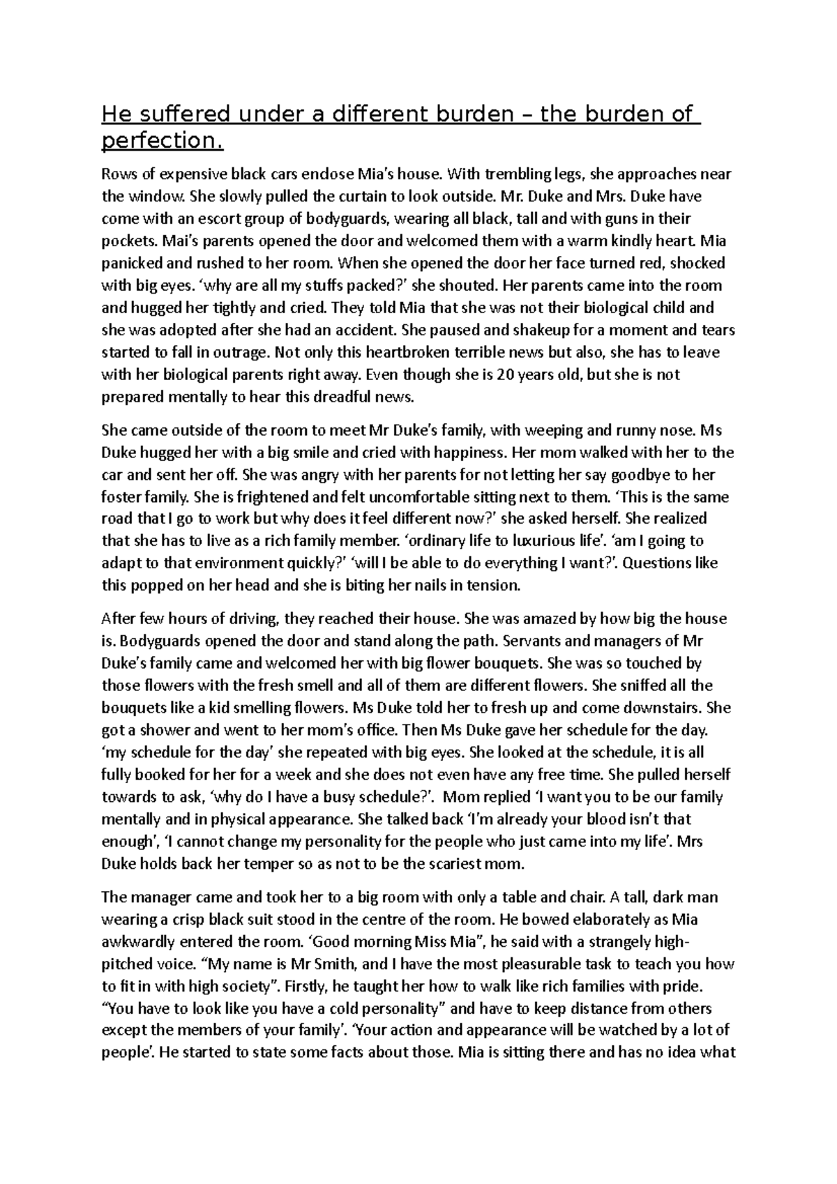 Creative Writing draft 3 Namsiga Sireskumar - He suffered under a ...