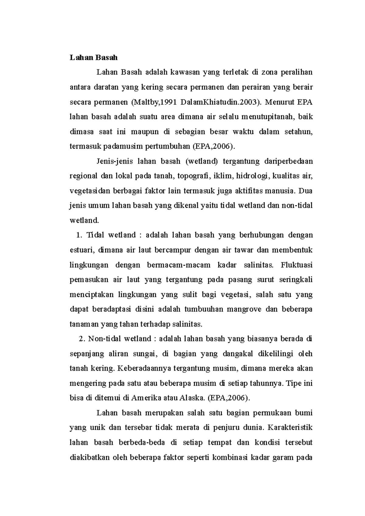 Lahan Basah - Lahan Basah Lahan Basah adalah kawasan yang terletak di ...