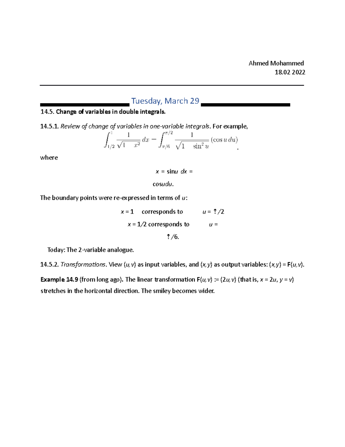 Lecture 19, March 29 - Ahmed Mohammed 18 2022 Tuesday, March 29 Change ...