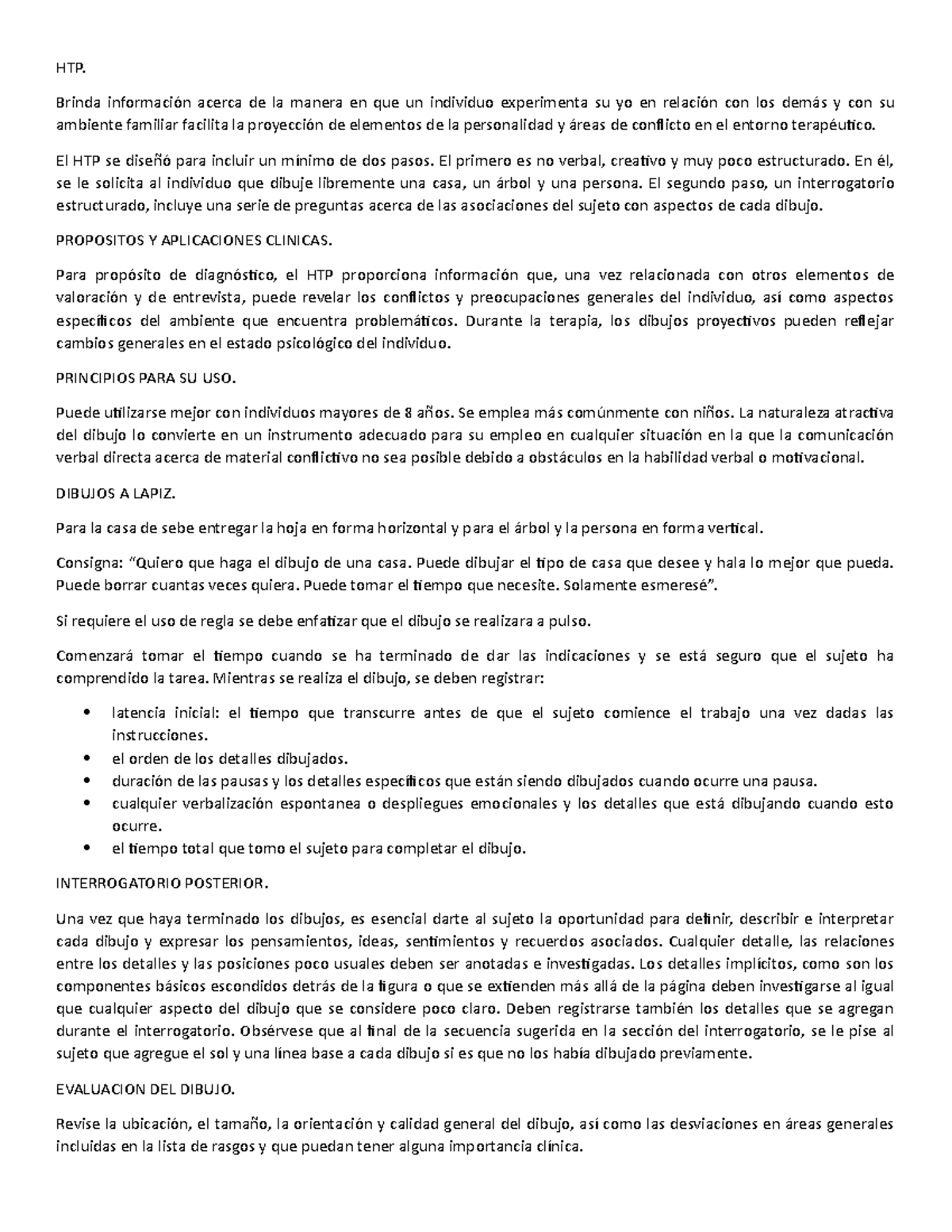 HTP - test arbol casa persona - HTP. Brinda información acerca de la ...