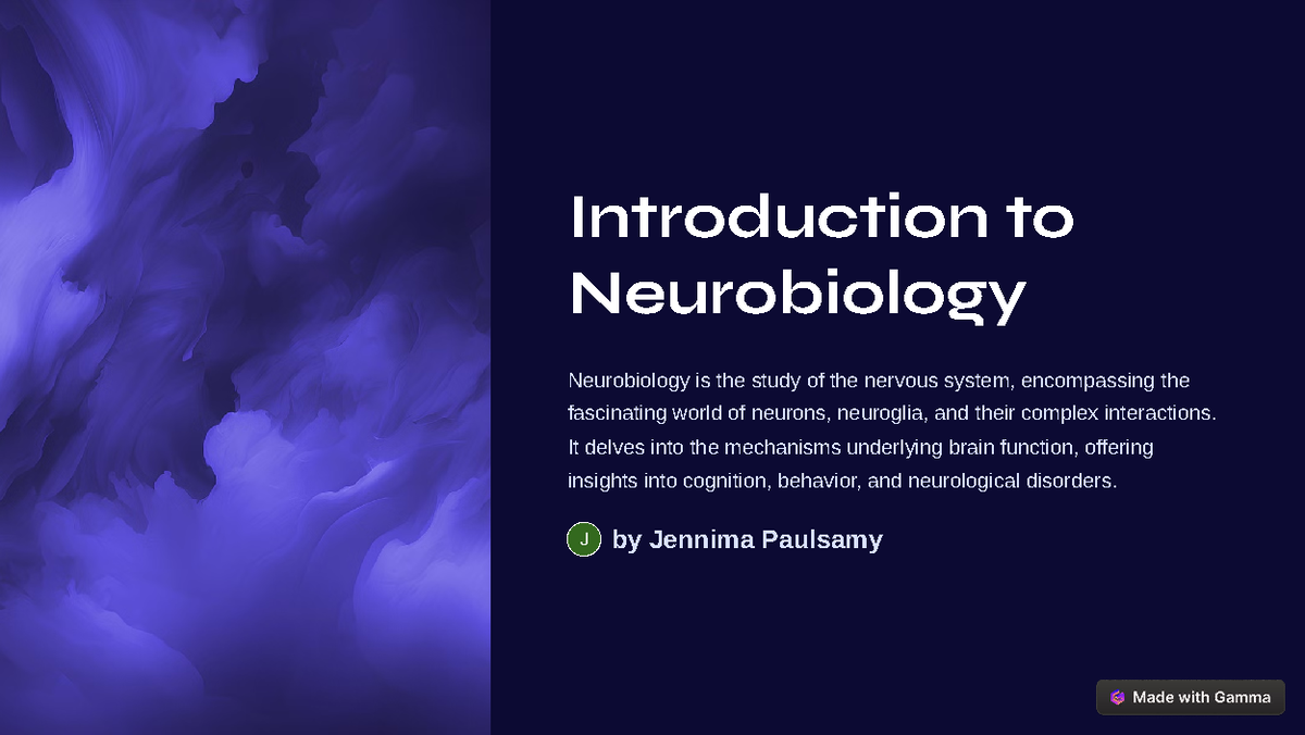 Introduction-to-Neurobiology - Introduction to Neurobiology Neurobiology is the study of the ...