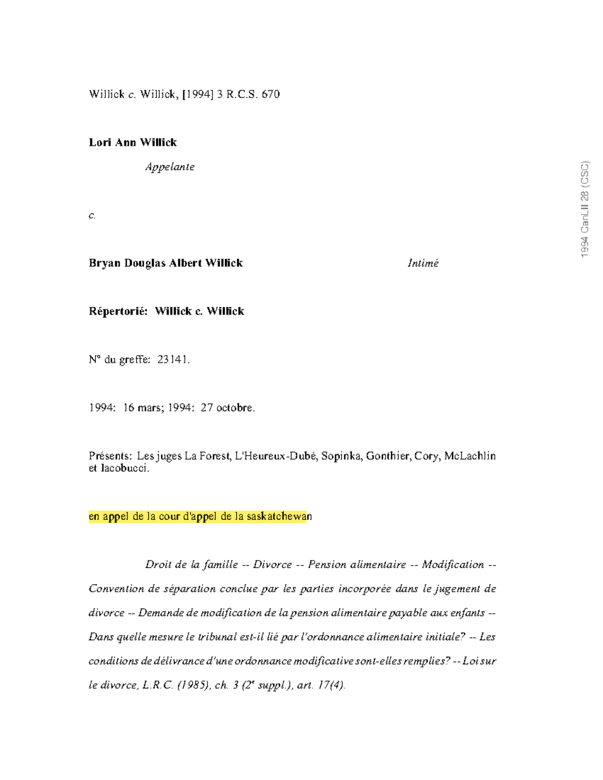 Willick c. Willick, [1994] 3 RCS 670 - Willick c. Willick, [1994] 3 R ...