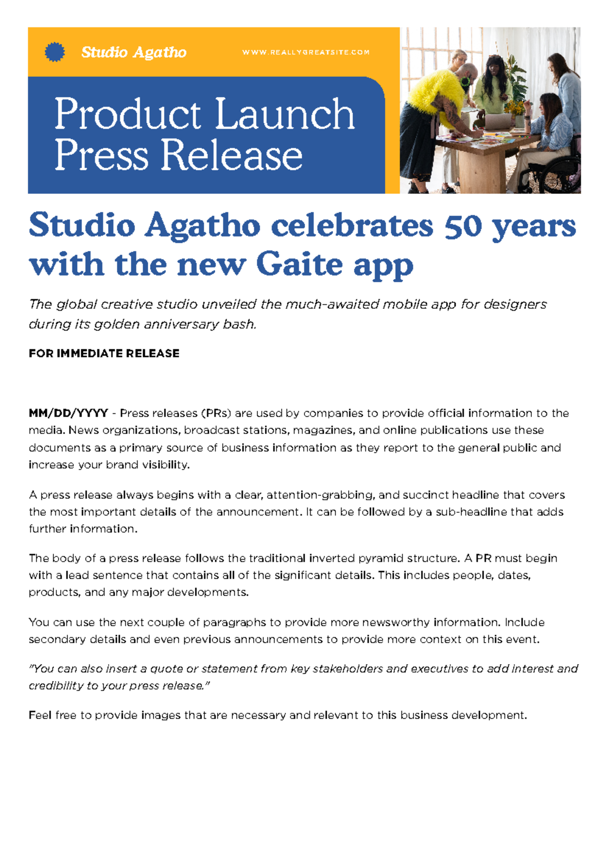 Press Release Doc - Documento - Studio Agatho celebrates 50 years with ...