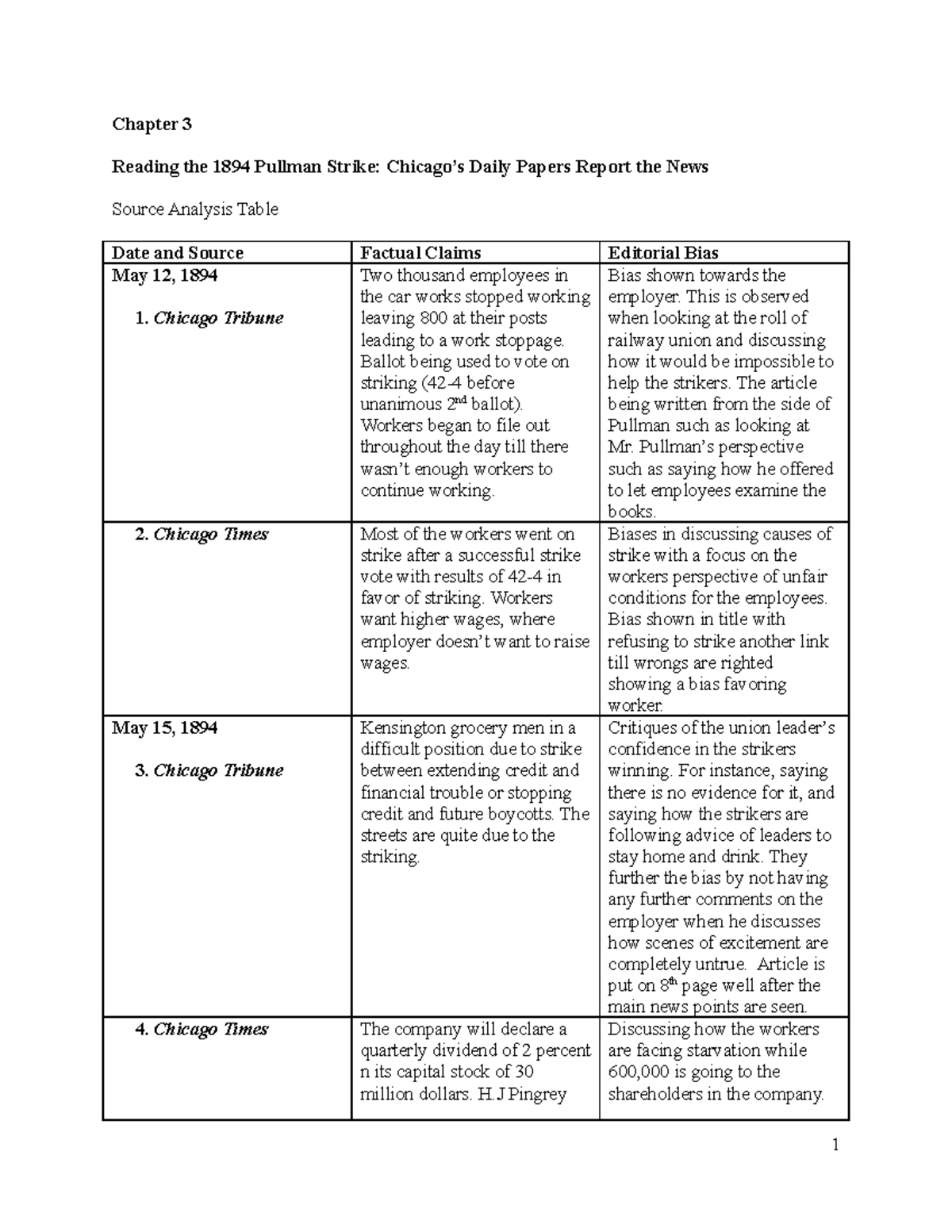 B+S Chapter 3 Source Analysis Table - Chapter 3 Reading the 1894 ...