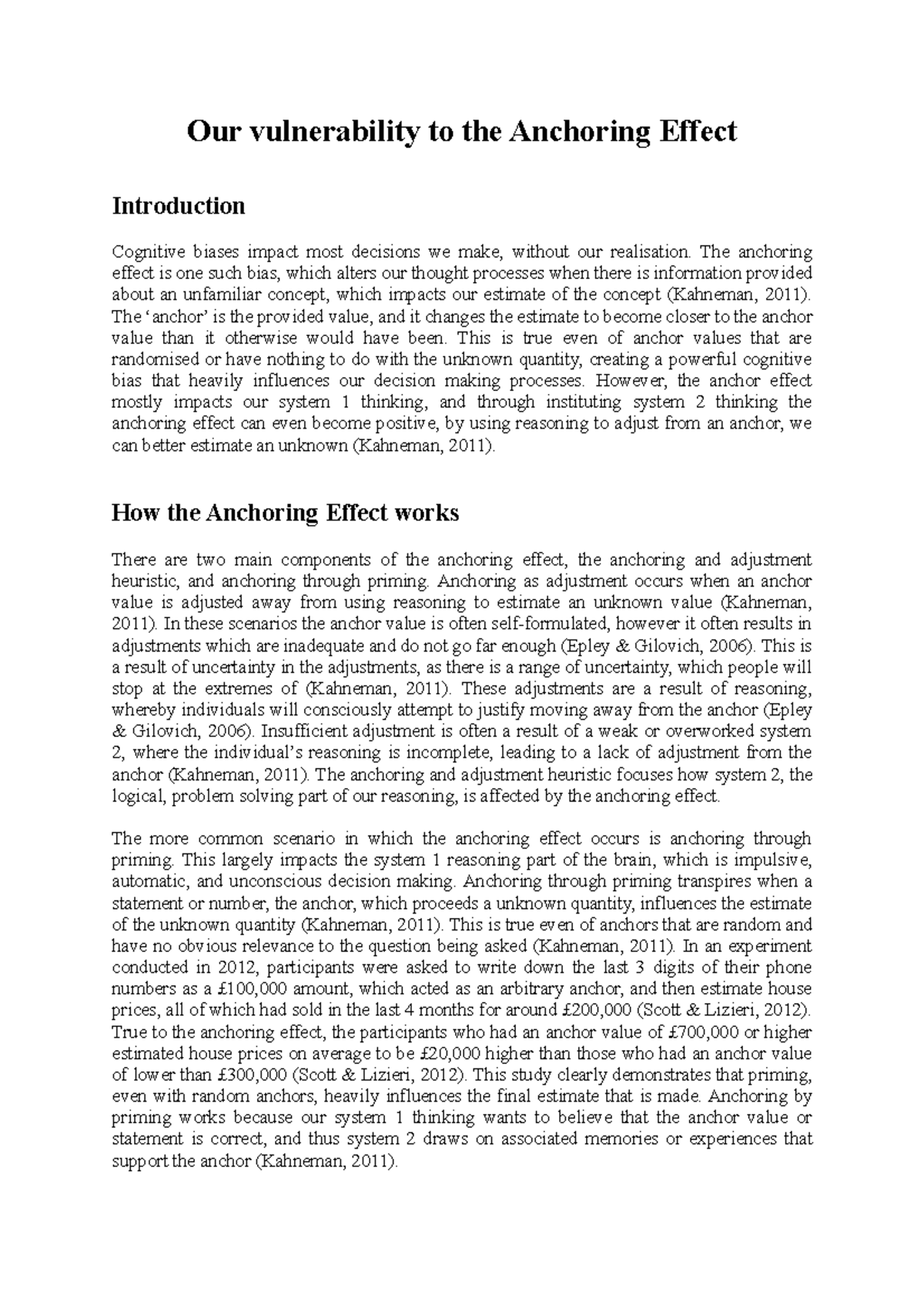 Arts 102 - Anchoring effect - Micro economics - UCNZ - Studocu