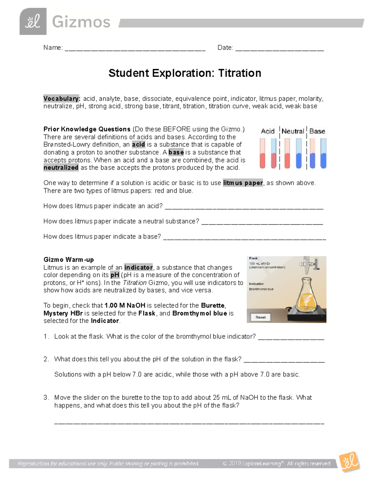 Titration SE - Name: ______________________________________ Date