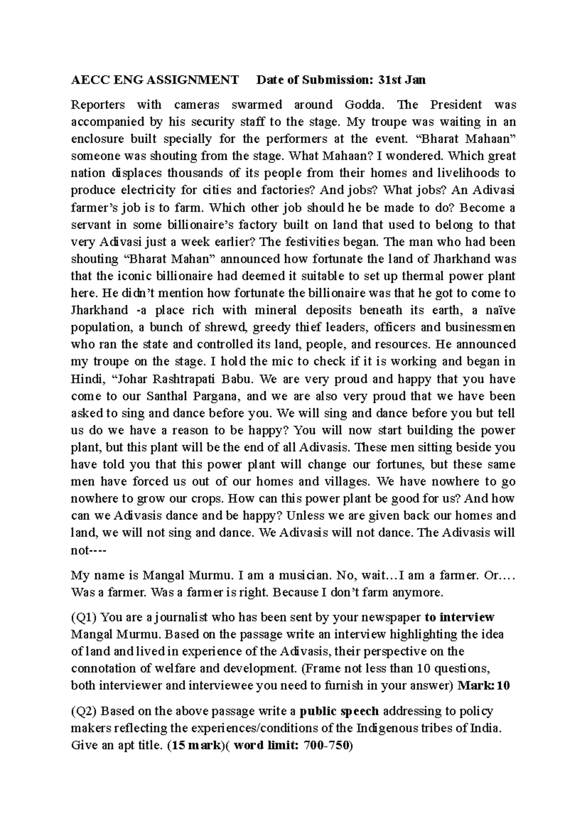 AECC ENG Assingment - internal assessment assignment for aecc english communication - AECC ENG ...