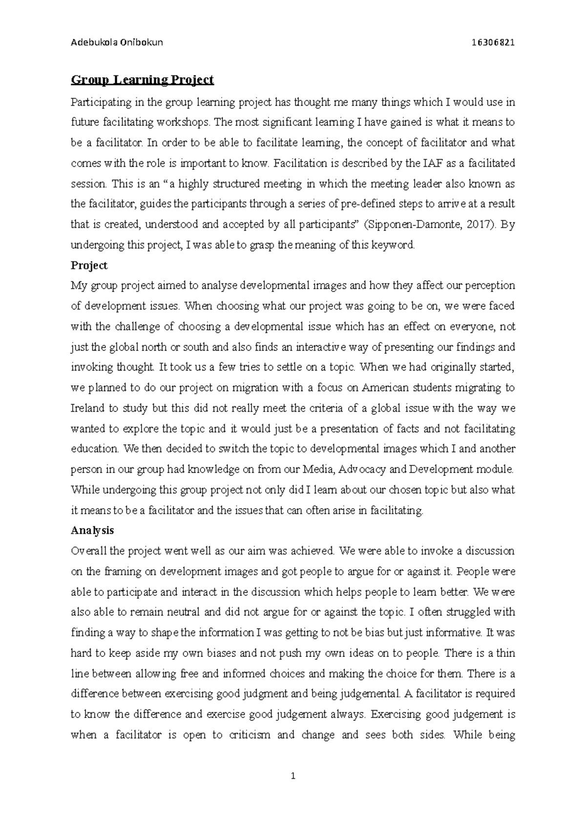 Group Reflection Assignment - Adebukola Onibokun Group Learning Project ...