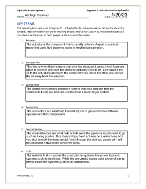 A09 Worksheet - Pneumatic Power Systems - Name