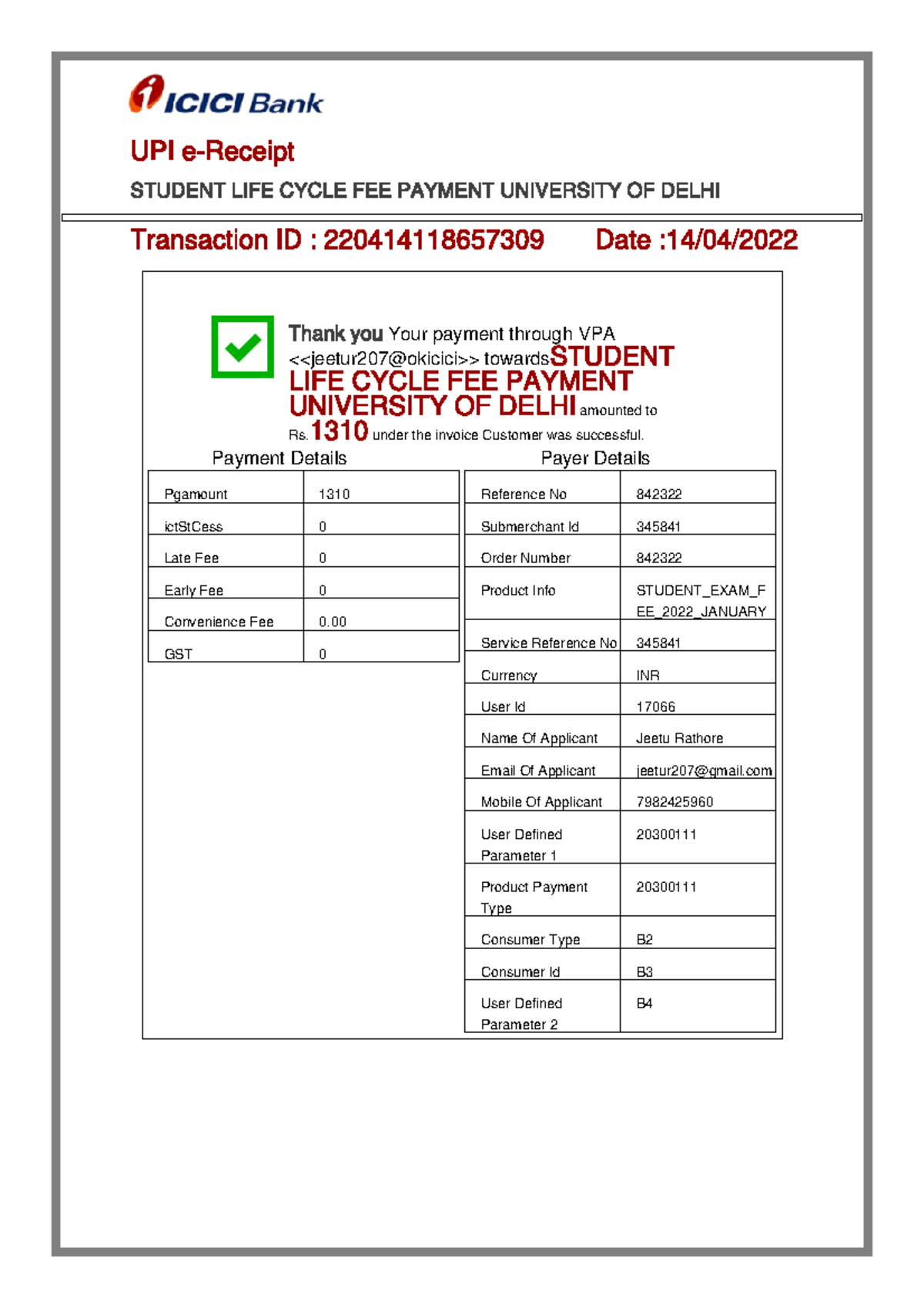 Sample 1708077589150 - UPI e-Receipt STUDENT LIFE CYCLE FEE PAYMENT ...