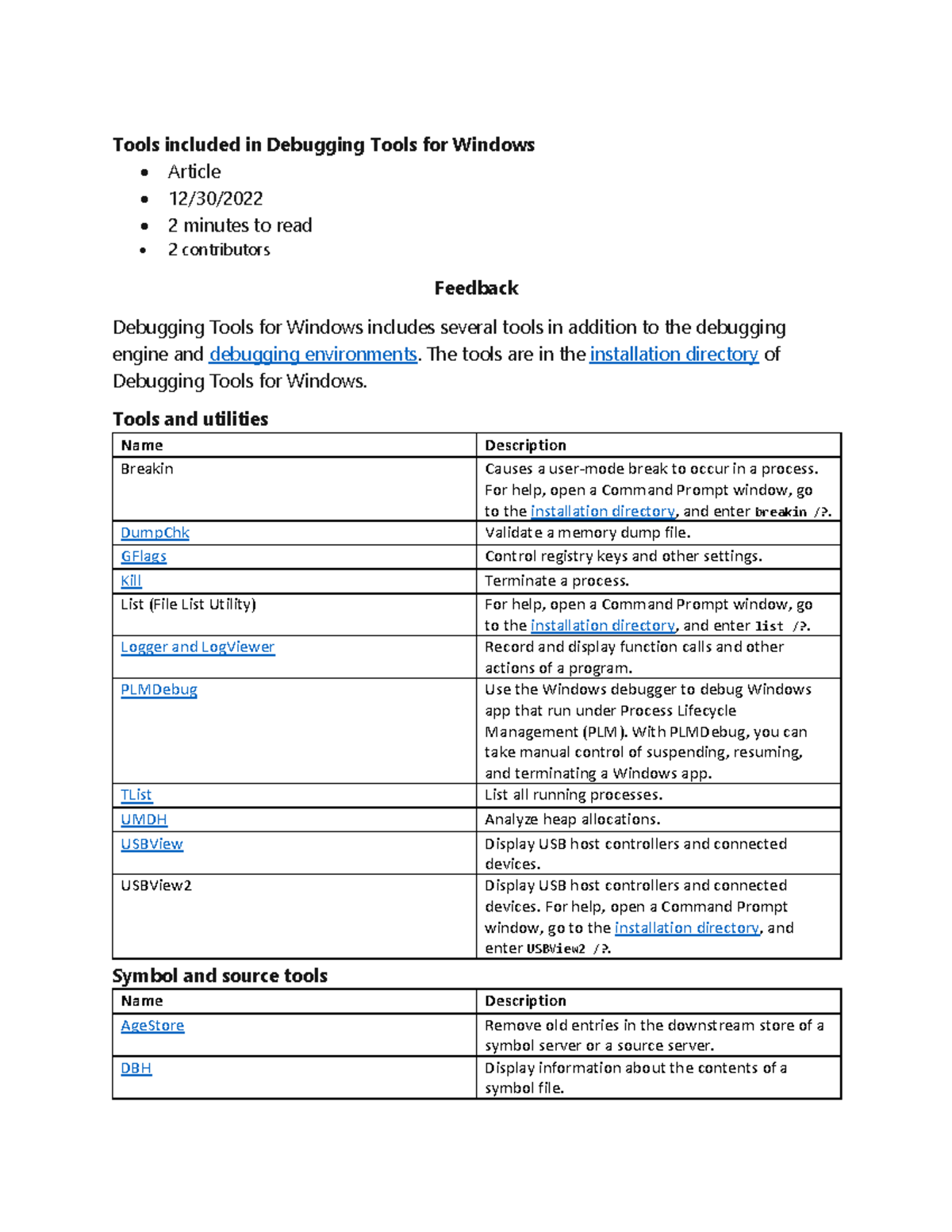 Document 33 (97) - Bob - Tools included in Debugging Tools for Windows ...