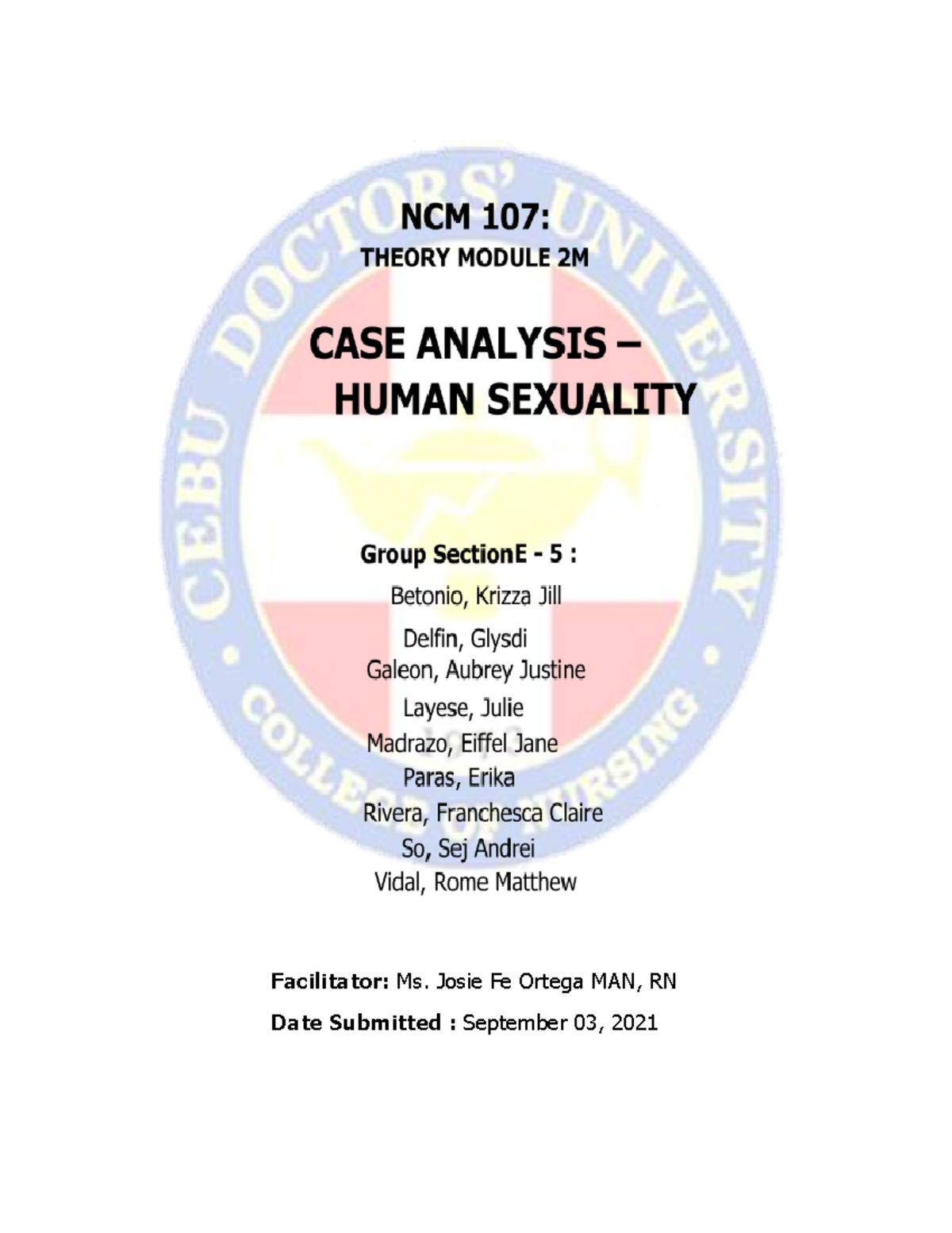 E-Module 2M-Group 5 presentation for case analysis - Facilitator: Ms ...