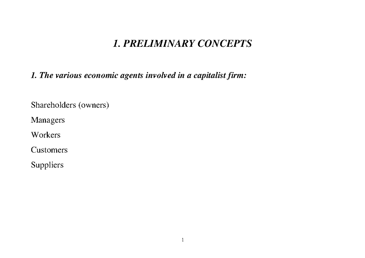 1-Preliminary Concepts - 1. PRELIMINARY CONCEPTS 1. The various ...