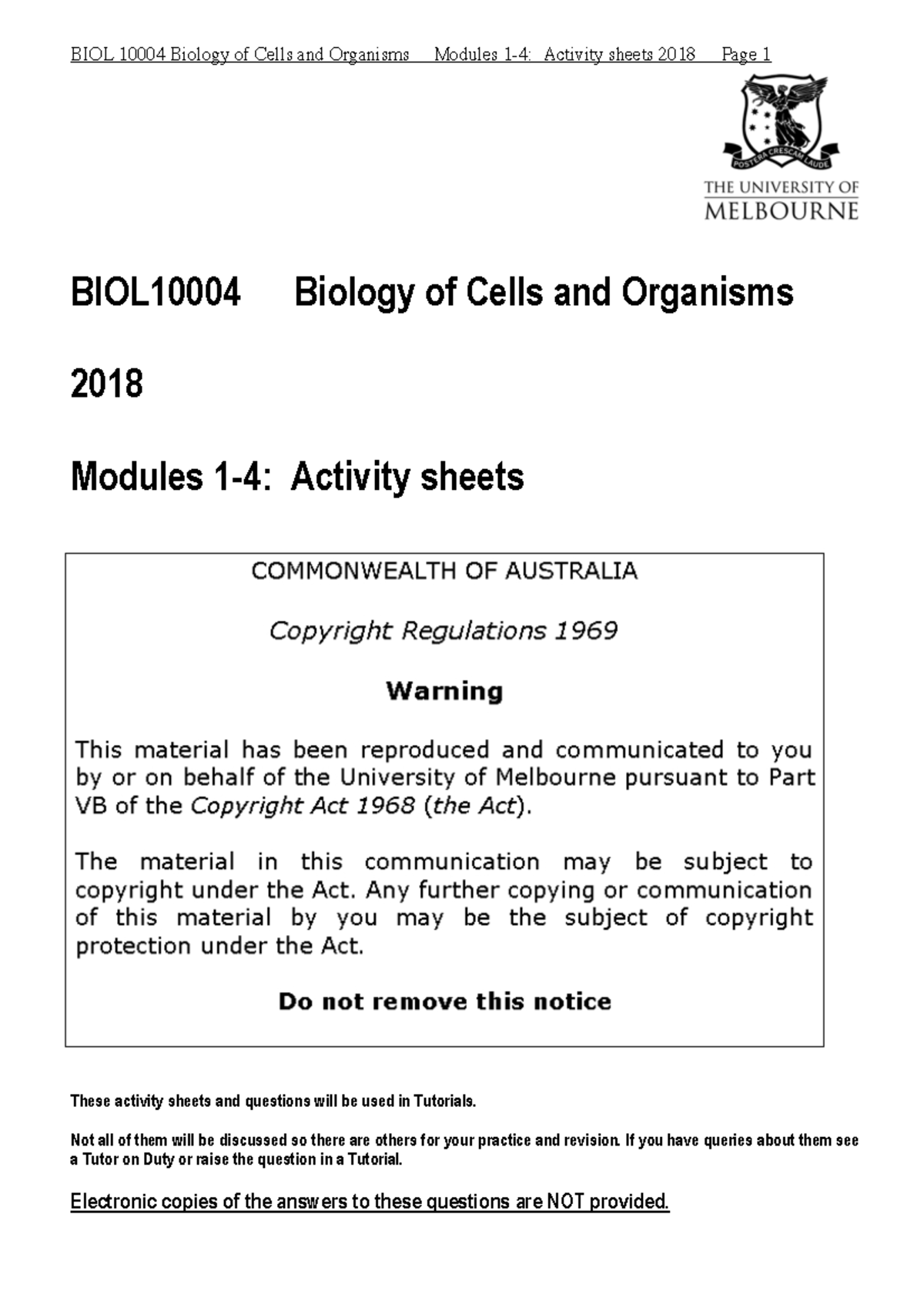 Biol10004 Module 1 4 Lms Tutorial Sheets 2018 Warning Tt Undefined Function 32 Biol10004