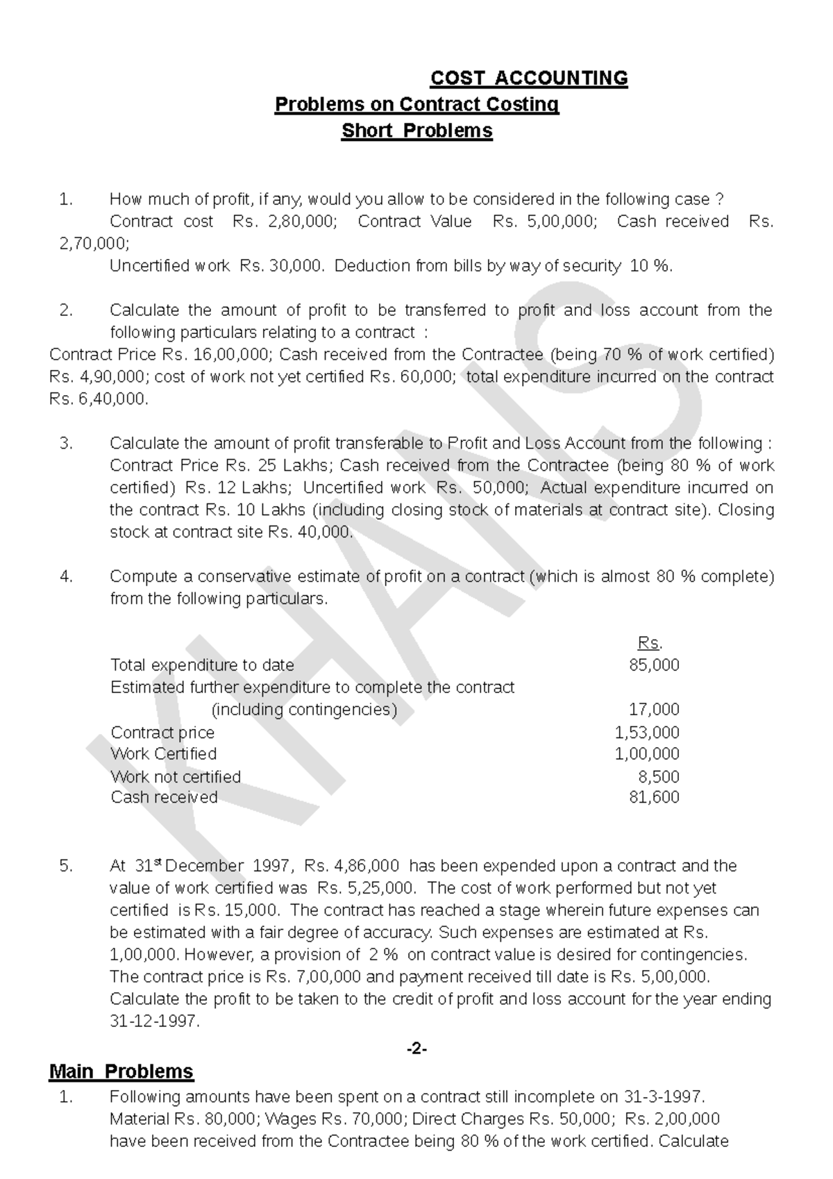 Problems On Contract Costing COST ACCOUNTING Problems On Contract problems-on-contract-costing-cost-accounting-problems-on-contract