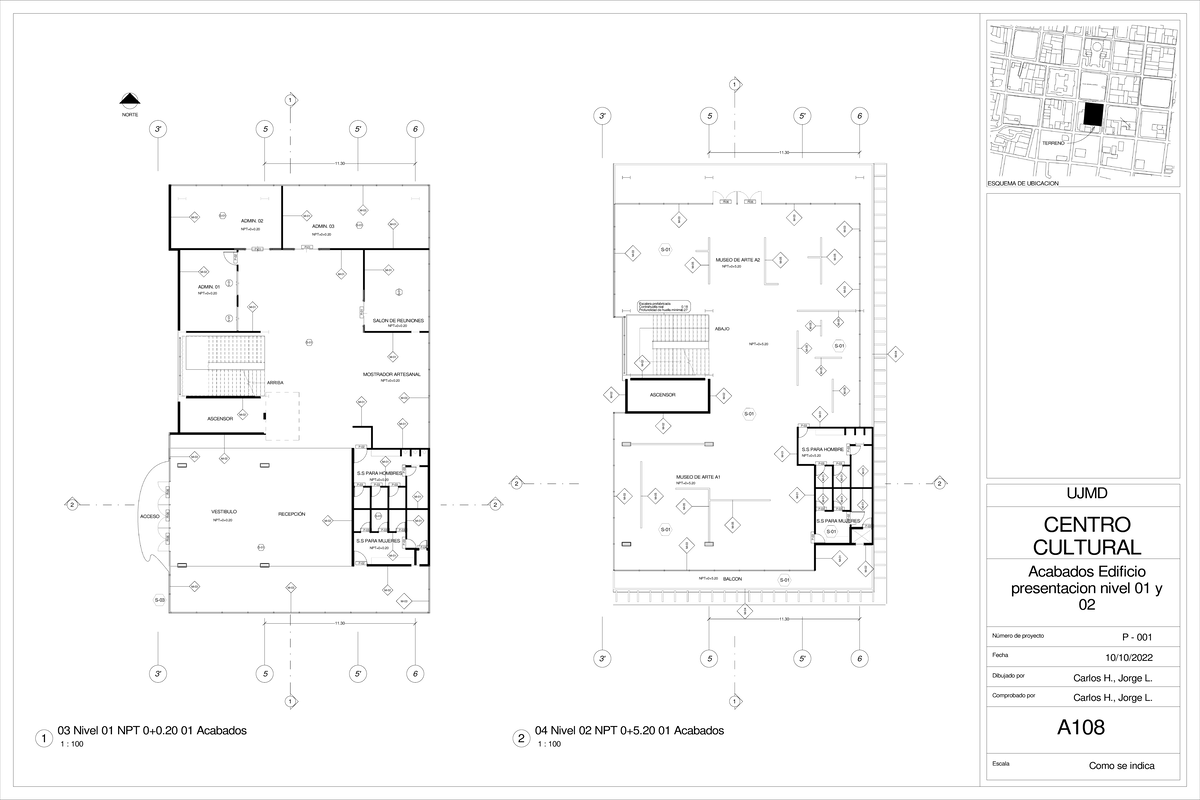 A-108 - ejemplos PLANOS - 3' 3' 5' 5' VESTIBULO RECEPCIÓN SALON DE ...
