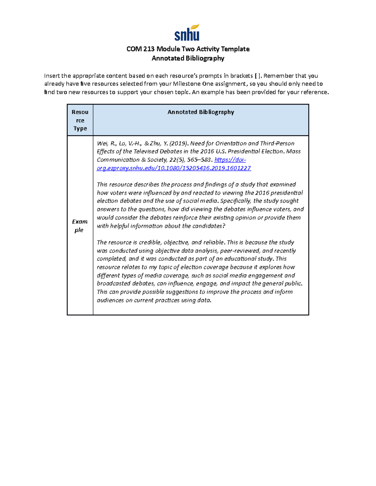 COM 213 Module Two Activity Template Final - COM 213 Module Two Activity Template Annotated ...