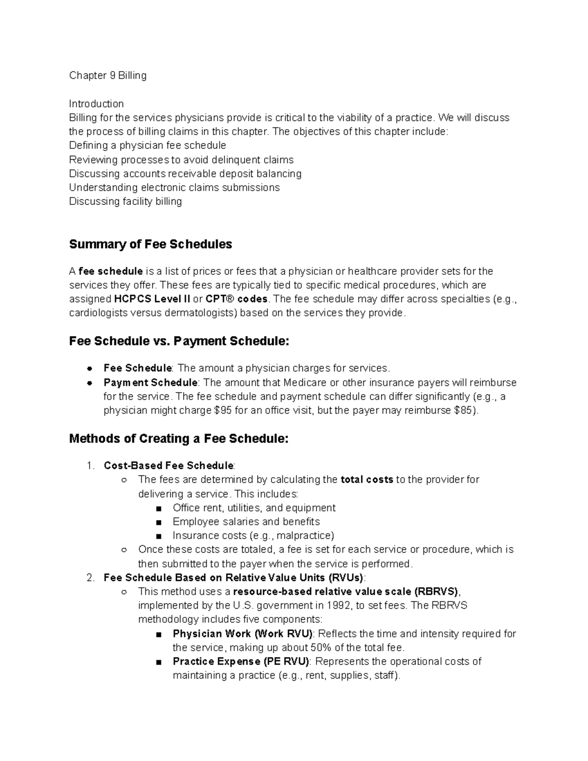 Chapter 9 Billing - Chapter 9 Billing Introduction Billing for the ...