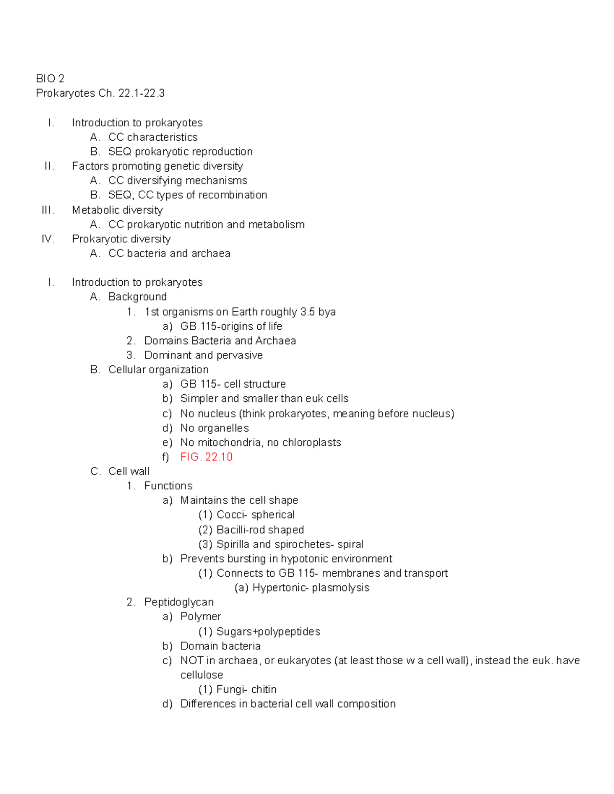 Prokaryotes BIO II - gen bio 116 lecture notes - 01:119:116 - Studocu