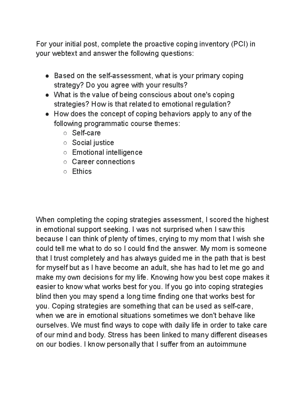 PSY Module Four Discussion - For your initial post, complete the ...