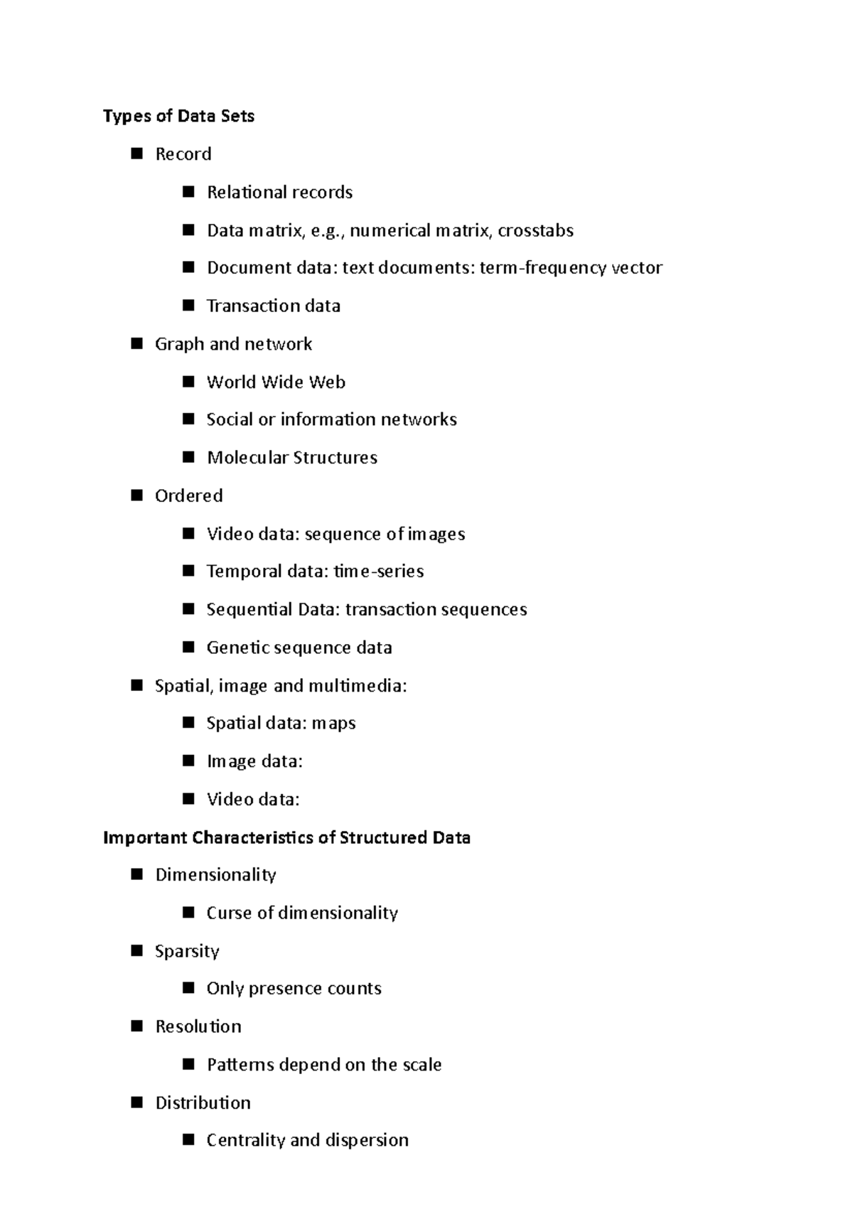 Structured Data Characteristics - Types of Data Sets Record Relational ...