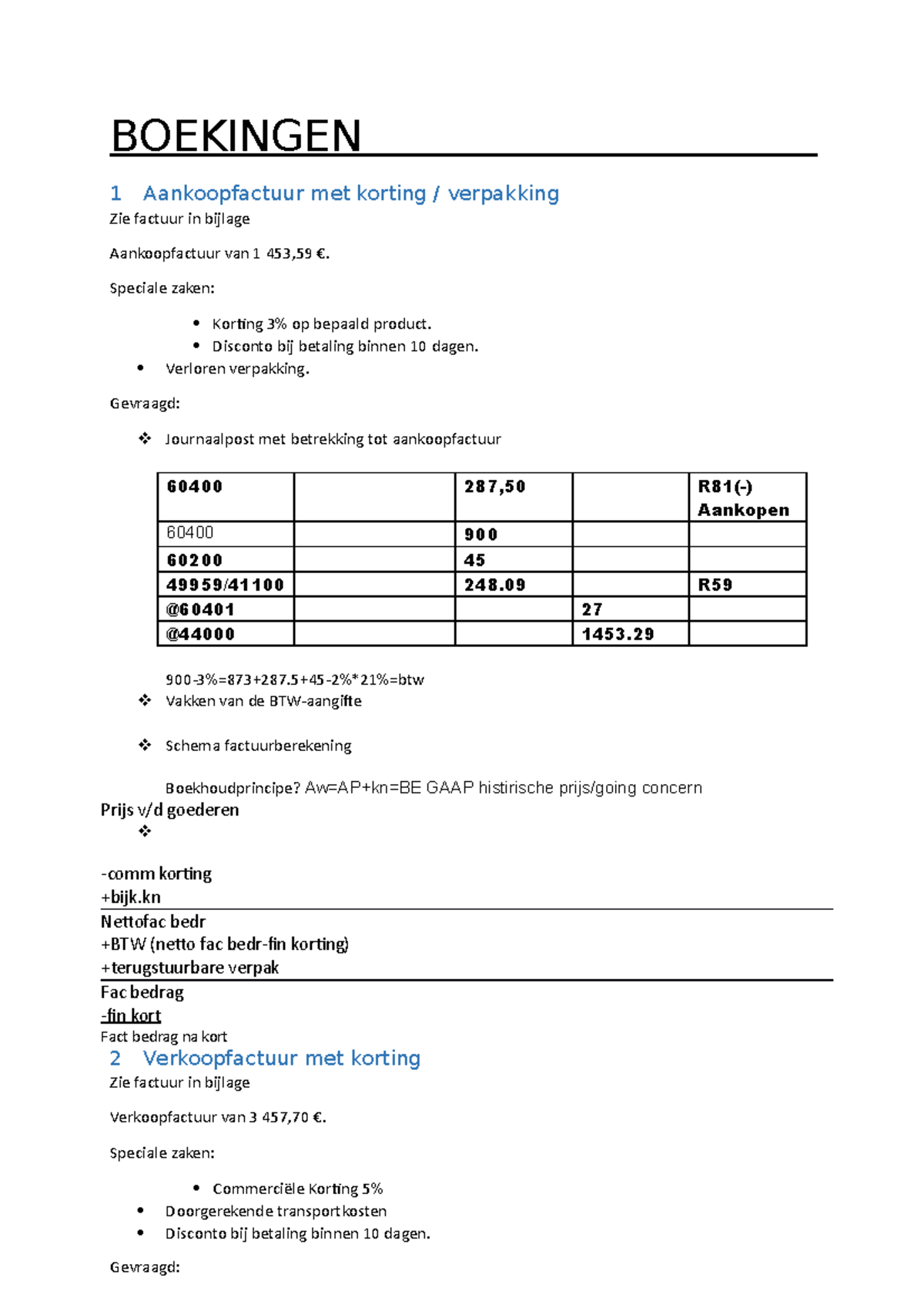 Boekingen H6 - BOEKINGEN 1 Aankoopfactuur met korting / verpakking Zie ...