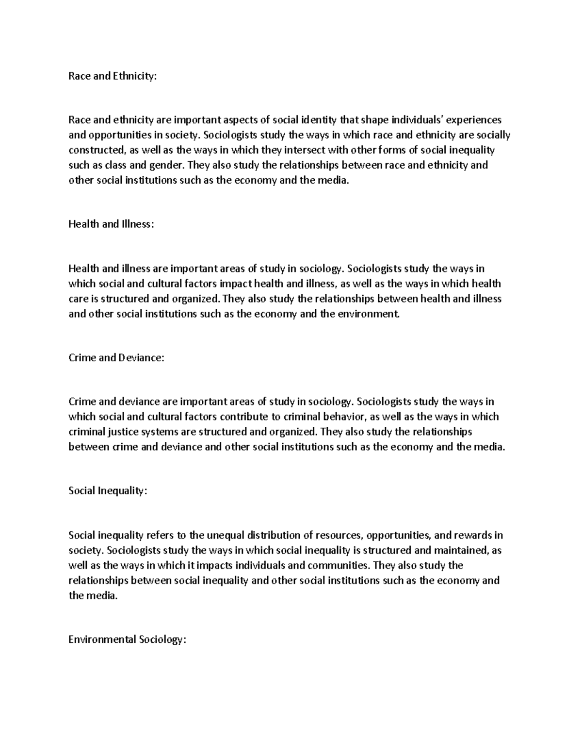 Sociology - Race and Ethnicity: Race and ethnicity are important ...