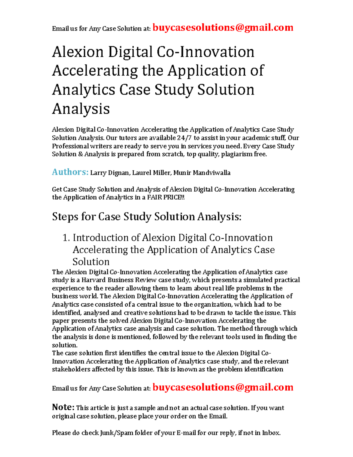 Case Solution Alexion Digital Co-Innovation Accelerating the ...