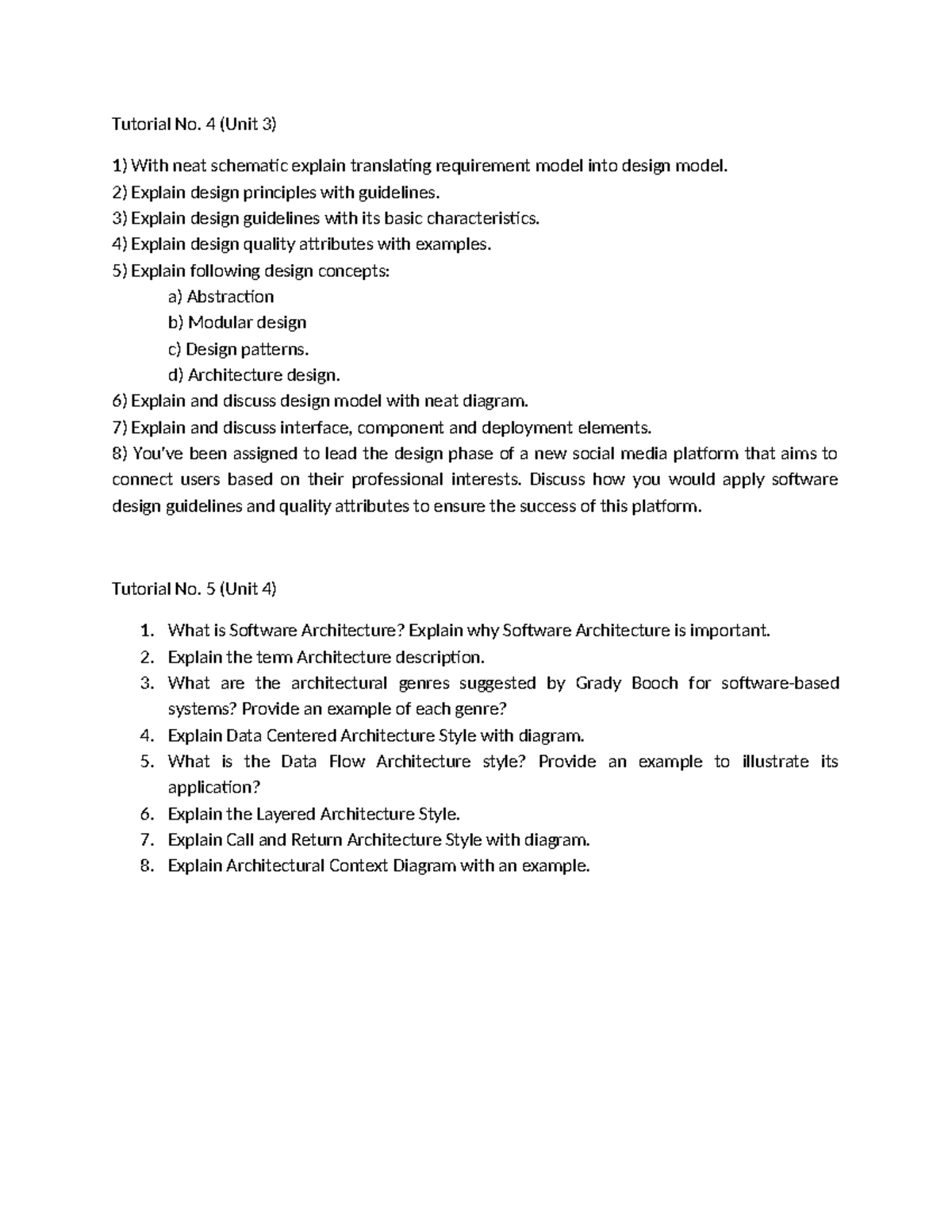 Tutorial 4 and 5 - adsfd - Tutorial No. 4 (Unit 3) With neat schematic ...