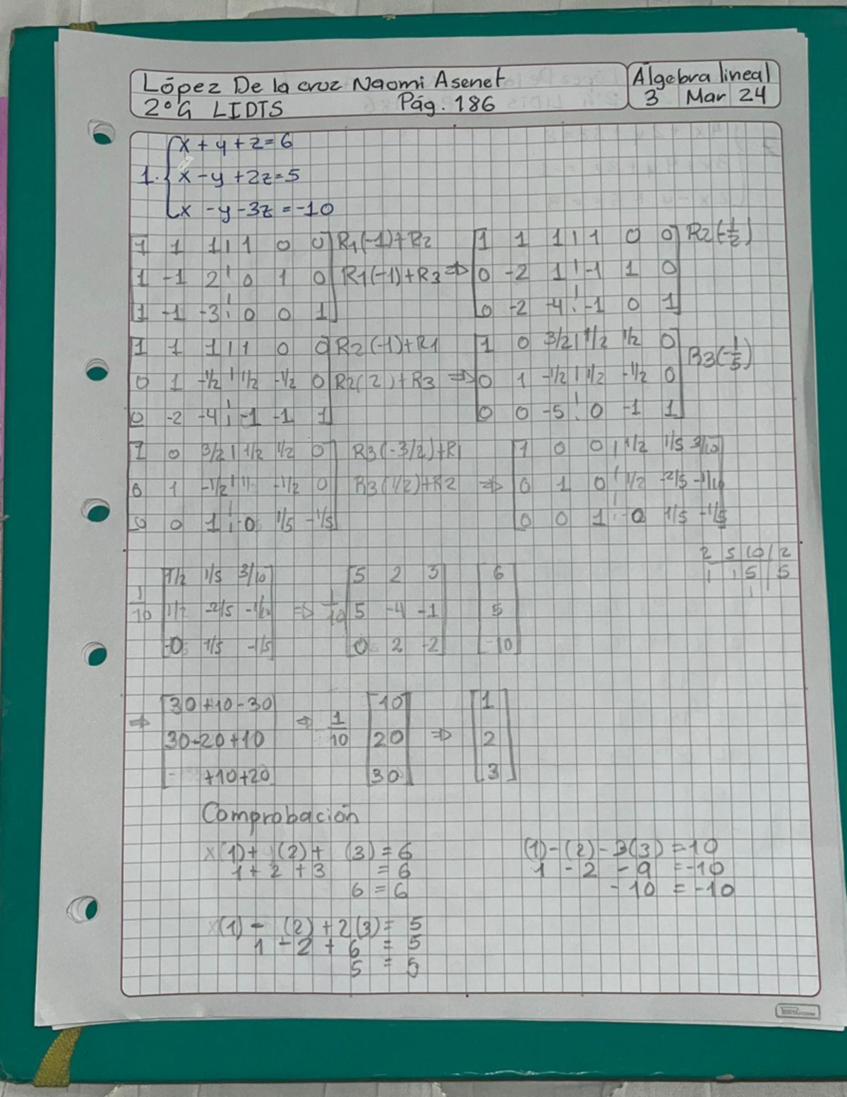 Ejercicios método de matriz inversa obteniendo la inversa por Gauss ...